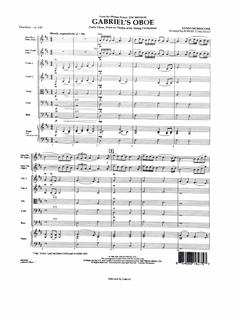 Gabriel's-Full - Score-Ennio - Morricone | PDF | Cello | Musical Notation