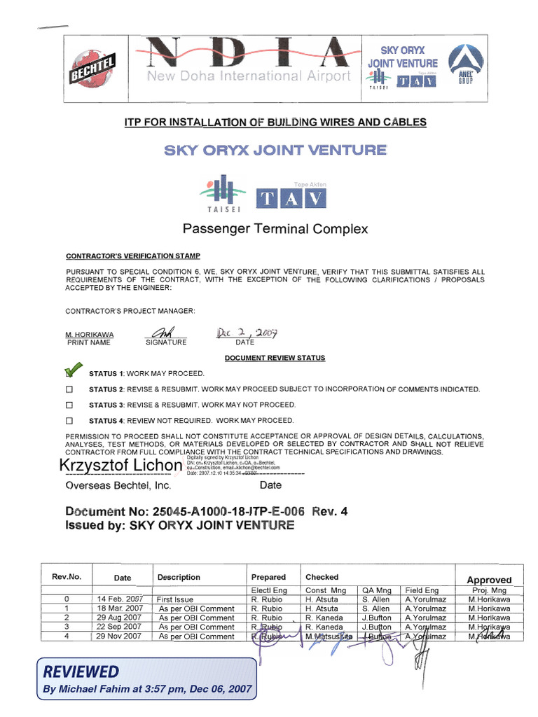 Inspection Plan for Building Cables | PDF | Electrical Connector ...