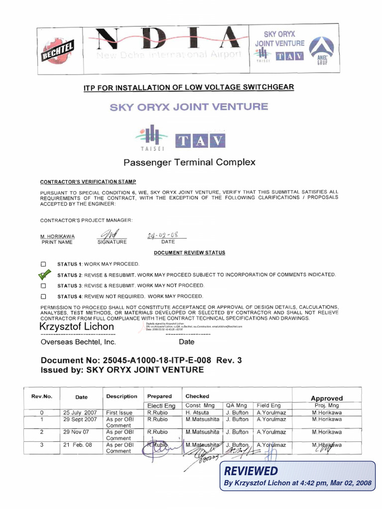 25045-A1000-18-ITP-E-008r003 - ITP For Installation of Low Voltage ...