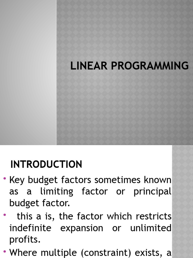 Lecture 3-Linear Programming | PDF | Linear Programming | Cost Lecture 3-Linear Programming | PDF | Linear Programming | Cost