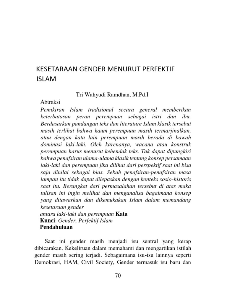 Kesetaraan Gender Menurut Perspektif Isl | PDF
