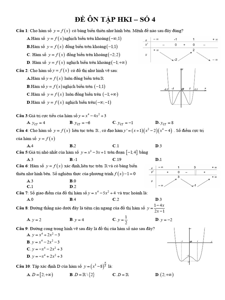 ĐỀ ÔN TẬP HKI SỐ 4 | PDF