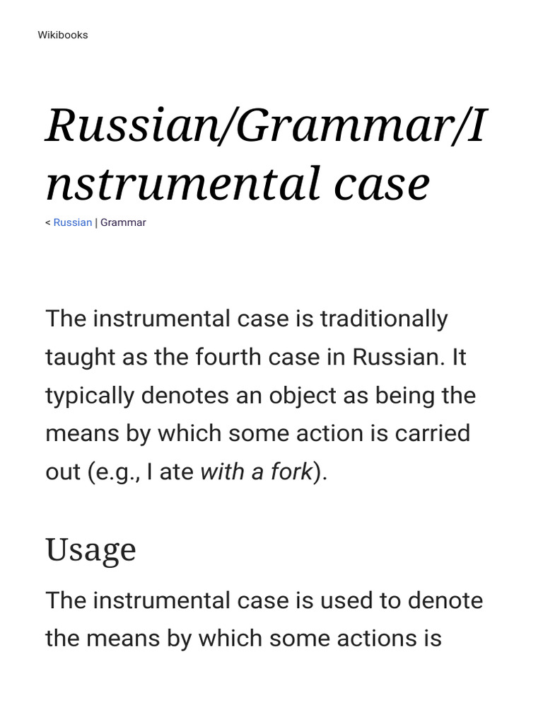 Instrumental Case | PDF | Grammatical Gender | Stress (Linguistics)