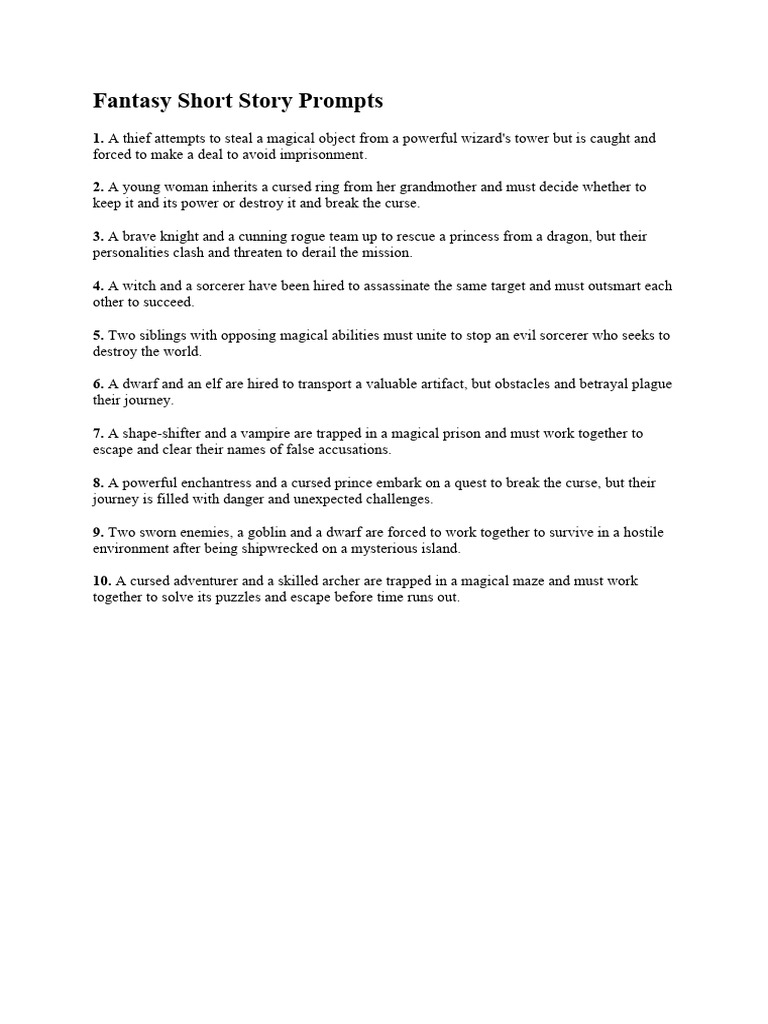 Fantasy Short Story Prompts | PDF