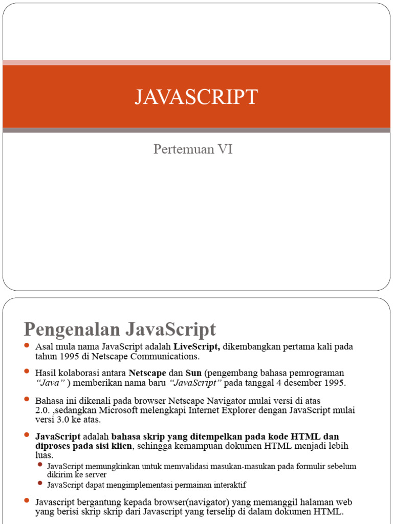 Pertemuan - 6 - JAVASCRIPT (Materi) | PDF
