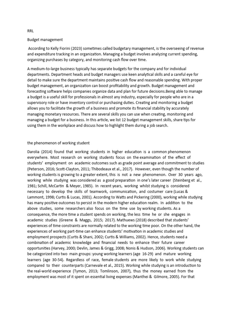 RRL and Significance | PDF | Budget | Motivation