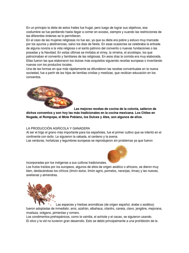 Comida y recetas en la época colonial | PDF | Mantequilla | Carne