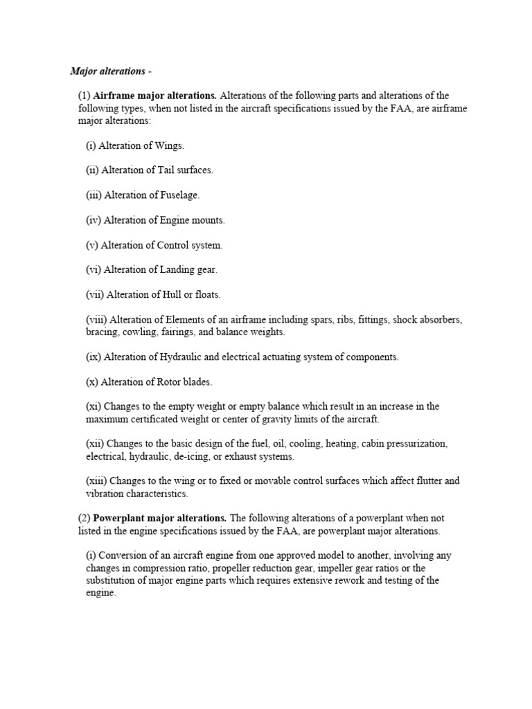 Major Alterations | Download Free PDF | Engines | Aircraft
