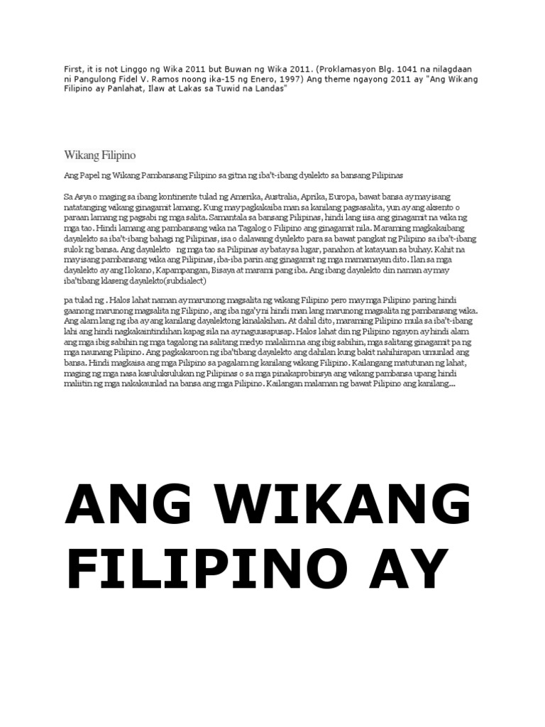 Wikang Filipino | PDF