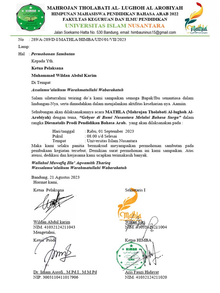 Surat Sambutan 1 | PDF