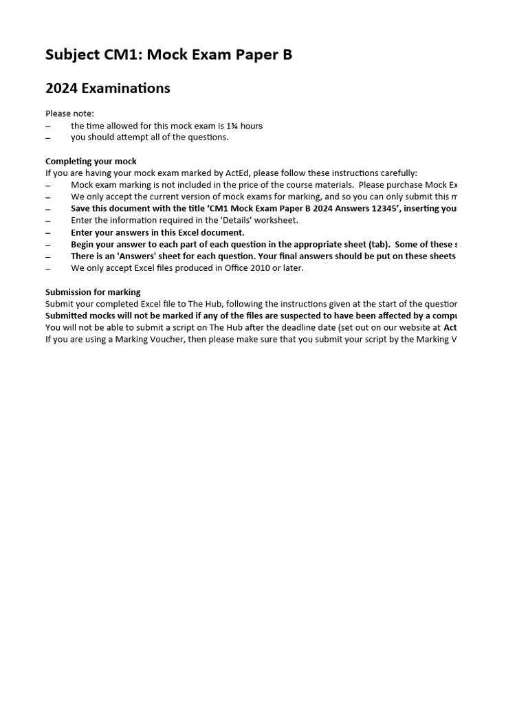 CM1 Mock Paper B 2024 Answers 12345 | PDF | Bonds (Finance) | Microsoft ...