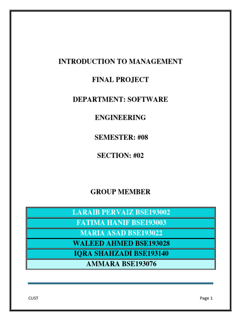 MANAGEMENT FINAL PROJECT | PDF