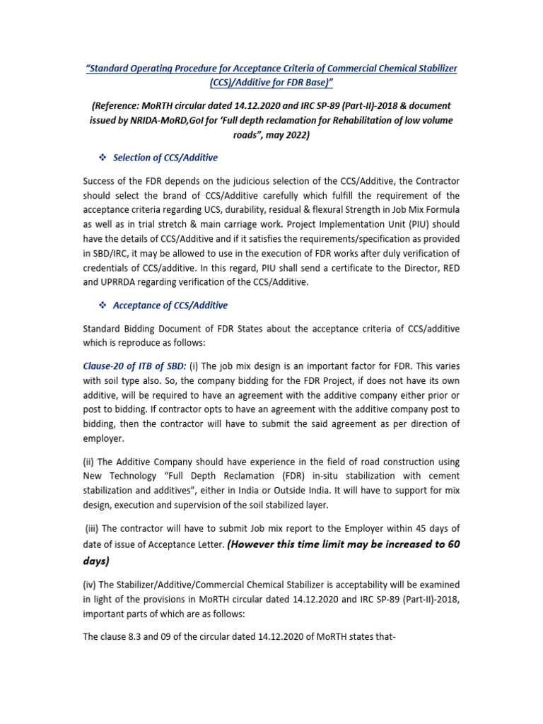 Acceptance Criteria of CCS | PDF