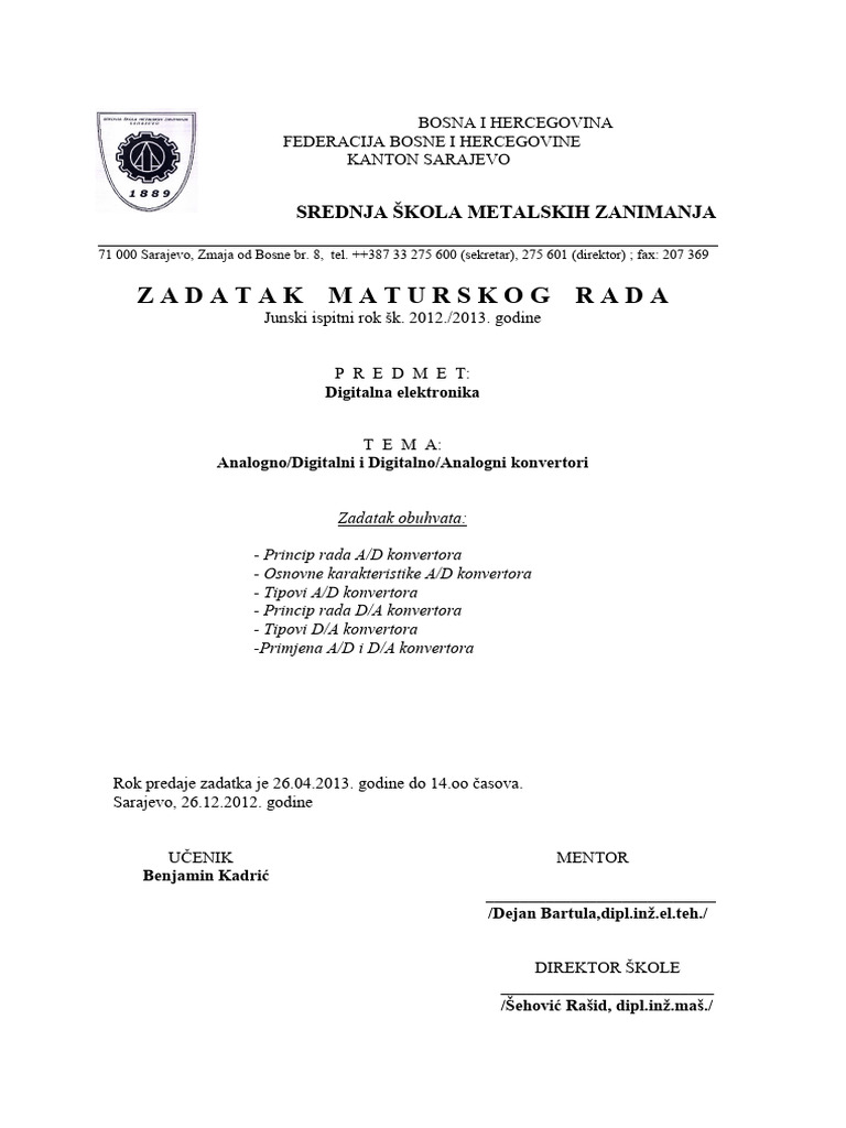 Tema-AD I DA Konvertori | PDF