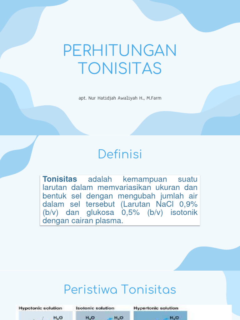 Perhitungan Tonisitas Larutan Isotonis | PDF