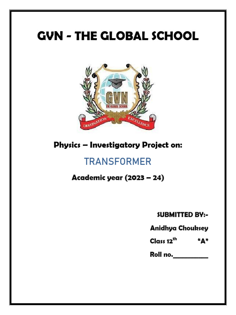 Physics Investigatory Project Pdf Transformer Electromagnetic Induction