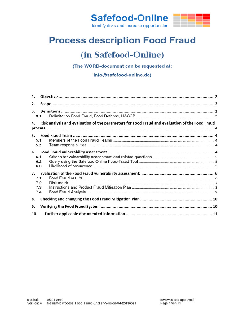 Process Food Fraud-English | PDF | Risk | Risk Assessment