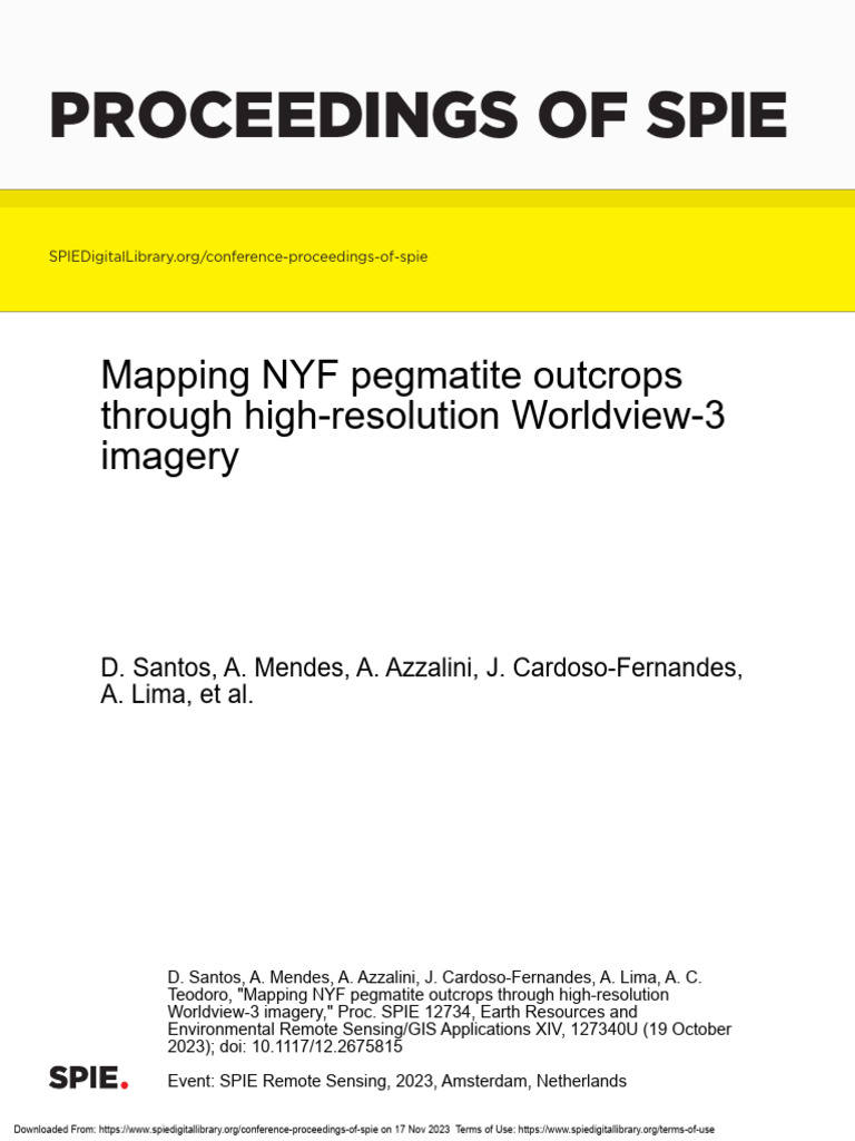 Mapping NYF pegmatite outcrops through high-resolution Worldview-3 ...