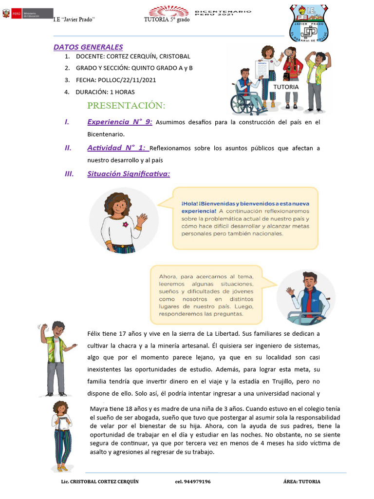 Sesión N°1 Tutoria Quinto Exp9 | PDF | Política | Ciencias sociales