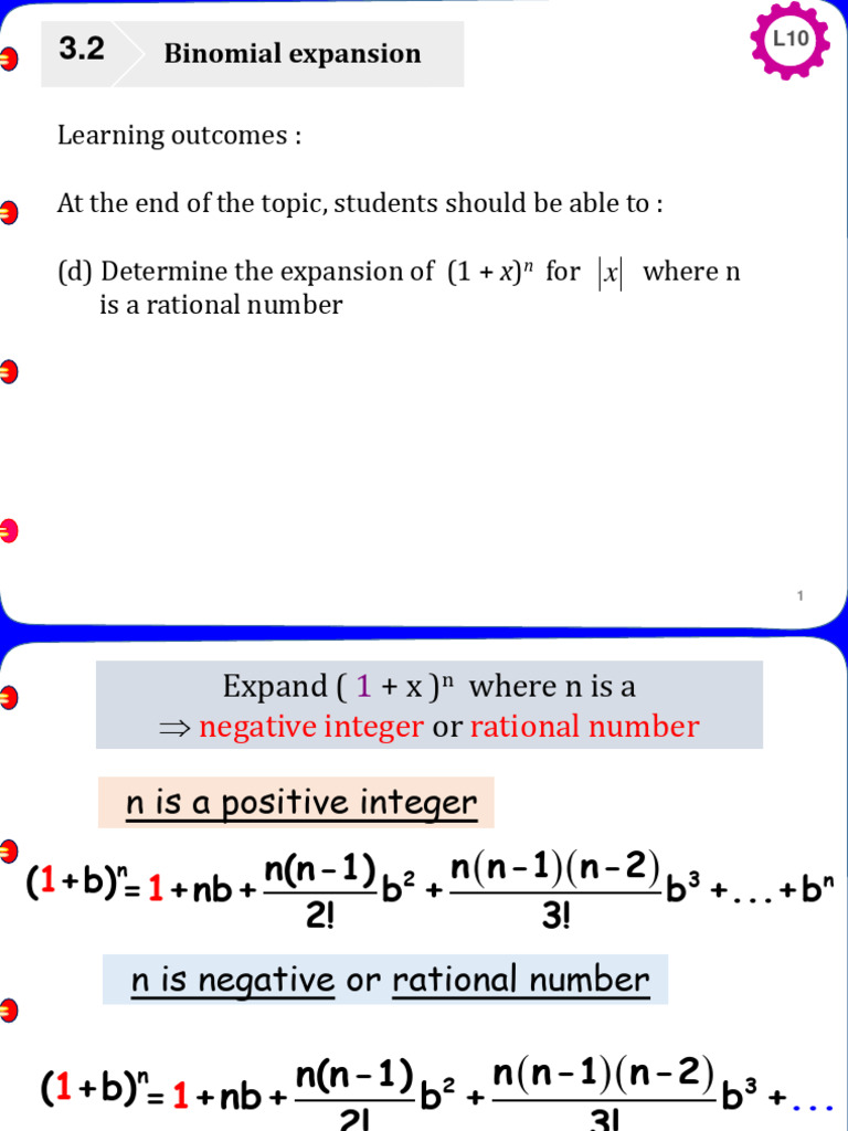 3.2 Binomial Expansion (L10) | PDF | Algebra | Field (Mathematics)