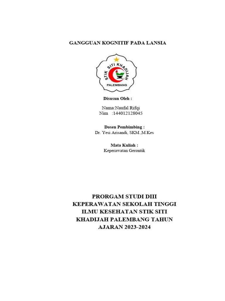 NaufalRifqi Gangguan Kognitif Pada Lansia | PDF