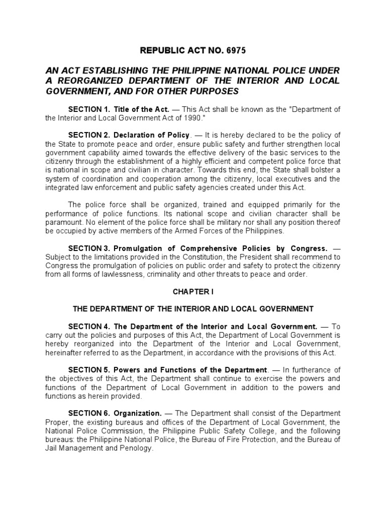 RA No. 6975 | PDF