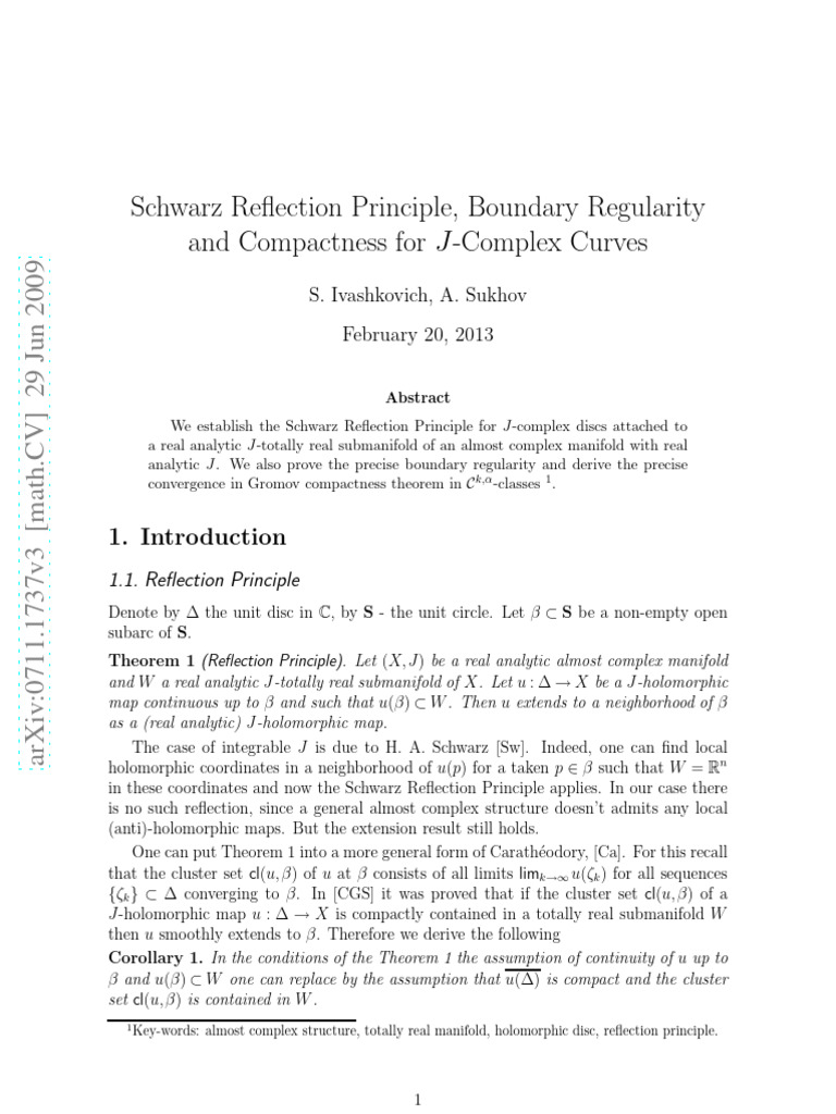 Schwarz Reflection Principle Boundary Re-1 | PDF | Holomorphic Function | Function (Mathematics)