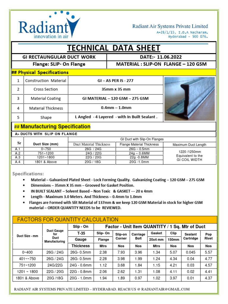 Radiant - Technical Data Sheet - Slip-On Flanges | Download Free PDF ...