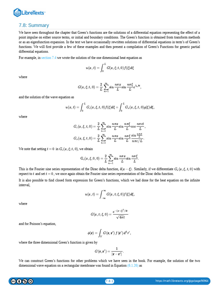 7.08 Summary | PDF | Green's Function | Functions And Mappings