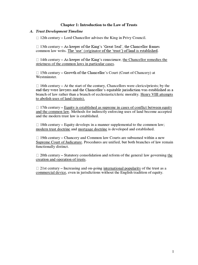 Introduction Law of Trusts - Chapter 1 Outline - 2011 | PDF | Trust Law ... Introduction Law of Trusts - Chapter 1 Outline - 2011 | PDF | Trust Law ...