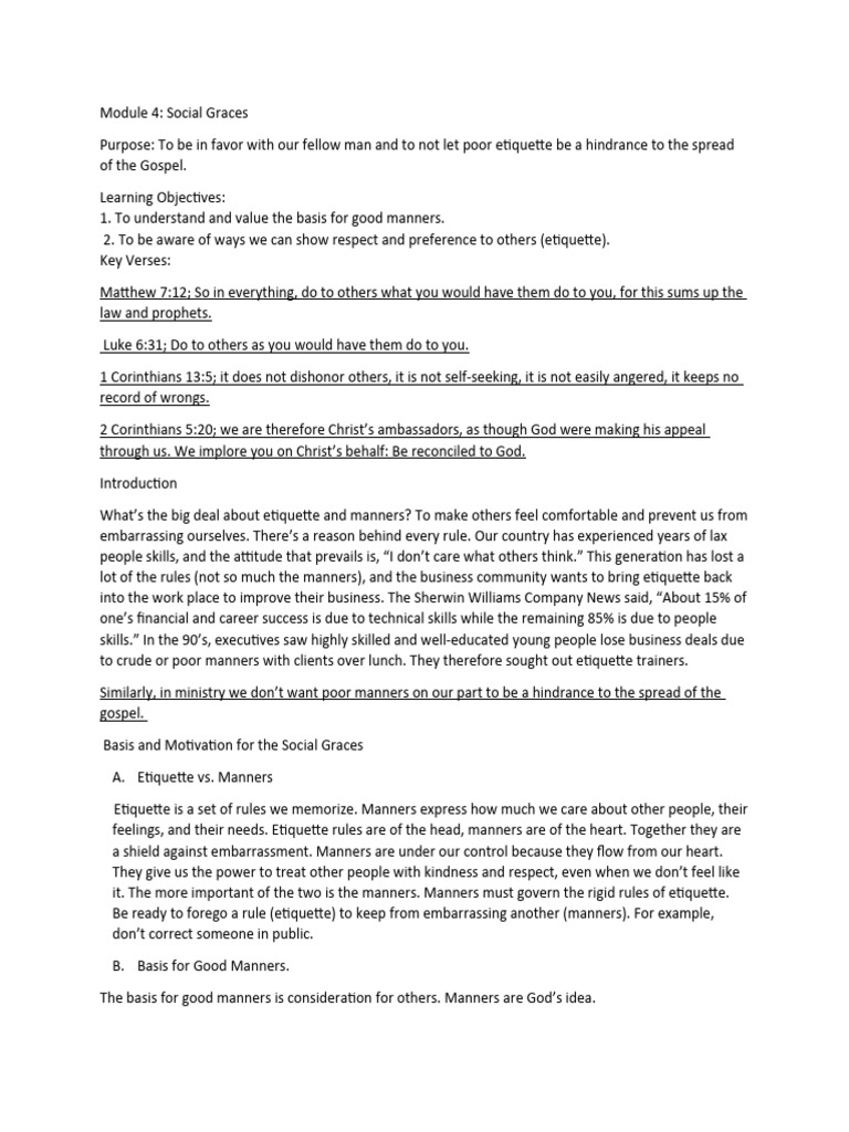 module-4-Social-Graces | PDF | Etiquette | Jesus