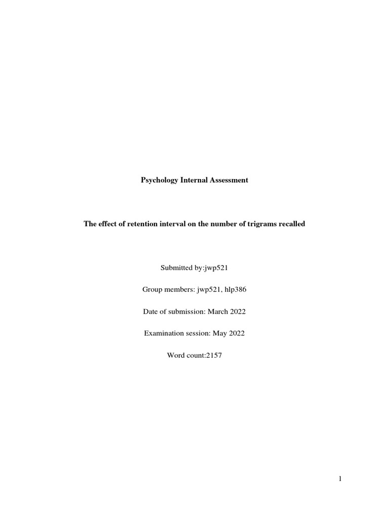 Final Submission IA | PDF | Memory | Experiment