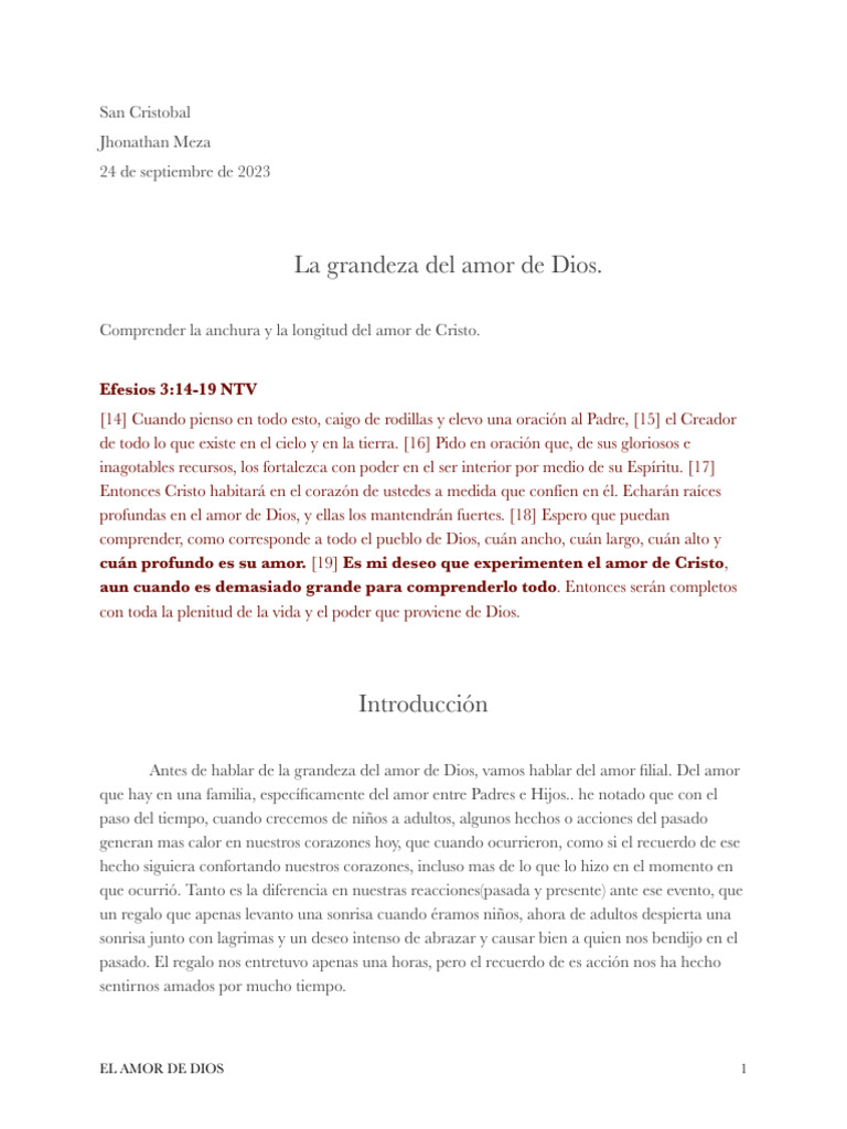 El Amor De Dios Pdf Amor Cristo Título