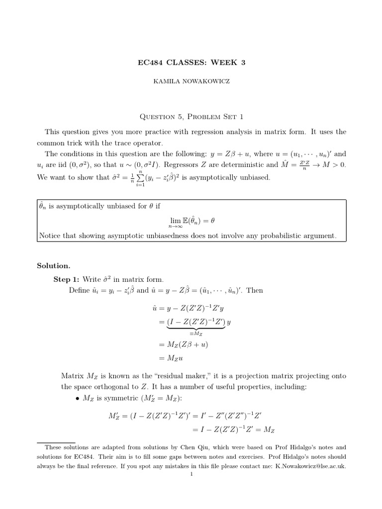 Econometric Analysis MT Official Problem Set Solution 2 | PDF ... Econometric Analysis MT Official Problem Set Solution 2 | PDF ...