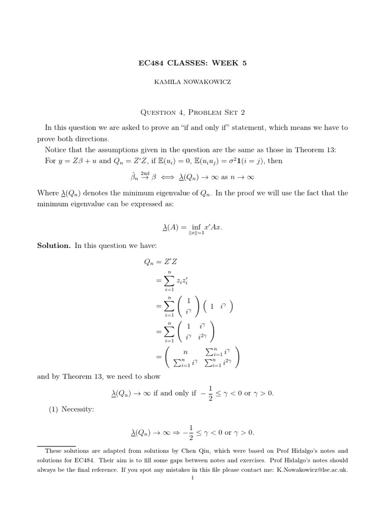 Econometric Analysis MT Official Problem Set Solution 4 | PDF | Eigenvalues And Eigenvectors ...