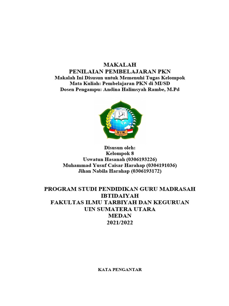 Makalah Penilaian Pembelajaran PPKN | PDF
