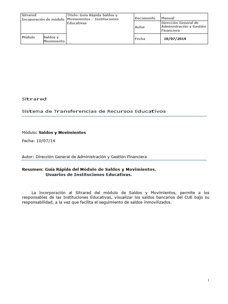 Guía Saldos y Movimientos Sitrared | PDF | Tarjeta de débito ...