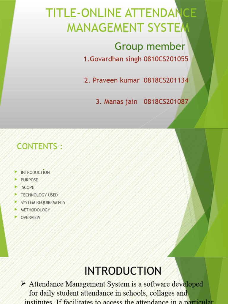 Title-Online Attendance Management System | PDF | Office Equipment ...