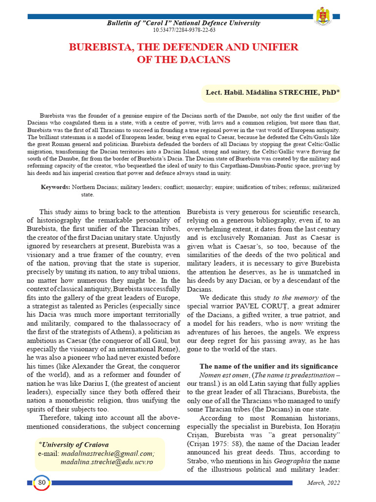 Burebista: Dacian Unifier and Leader | PDF | Ancient Europe | Ancient ...