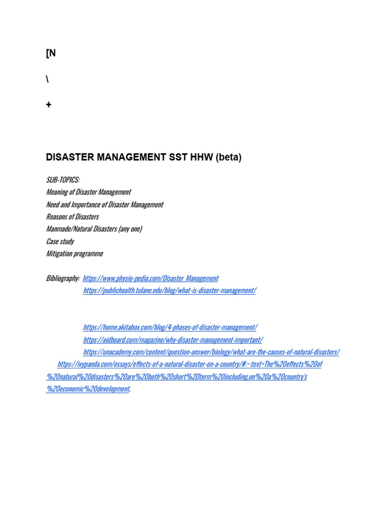 DISASTER MANAGEMENT SST HHW (Beta) | PDF | Natural Disasters | Emergency Management