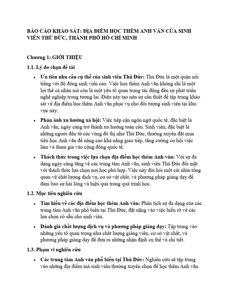 Báo Cáo KH o Sát | PDF