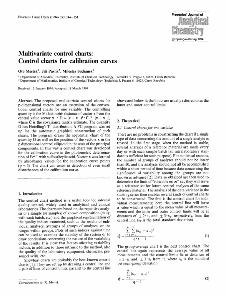 Multivariate Control Charts Calibration Curve 1994 | PDF | Variance ...