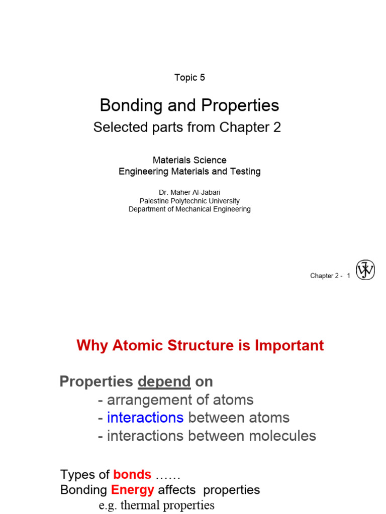 Bonding and Properties in Materials Science | PDF | Chemical Bond | Atoms