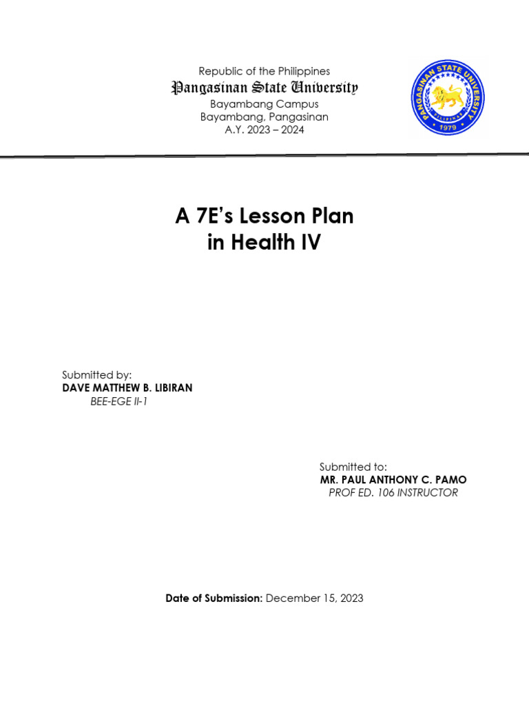7e Lesson Plan | Download Free PDF | Infection | Pathogen