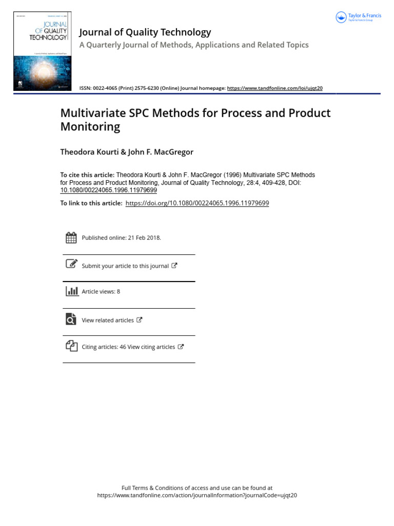 Multivariate SPC for Process Monitoring | PDF | Principal Component ...