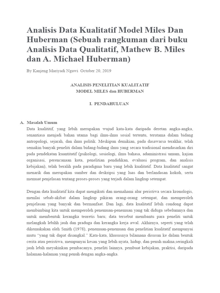 Analisis Data Kualitatif Model Miles Dan Huberman | PDF | Sains & Matematika | Sejarah