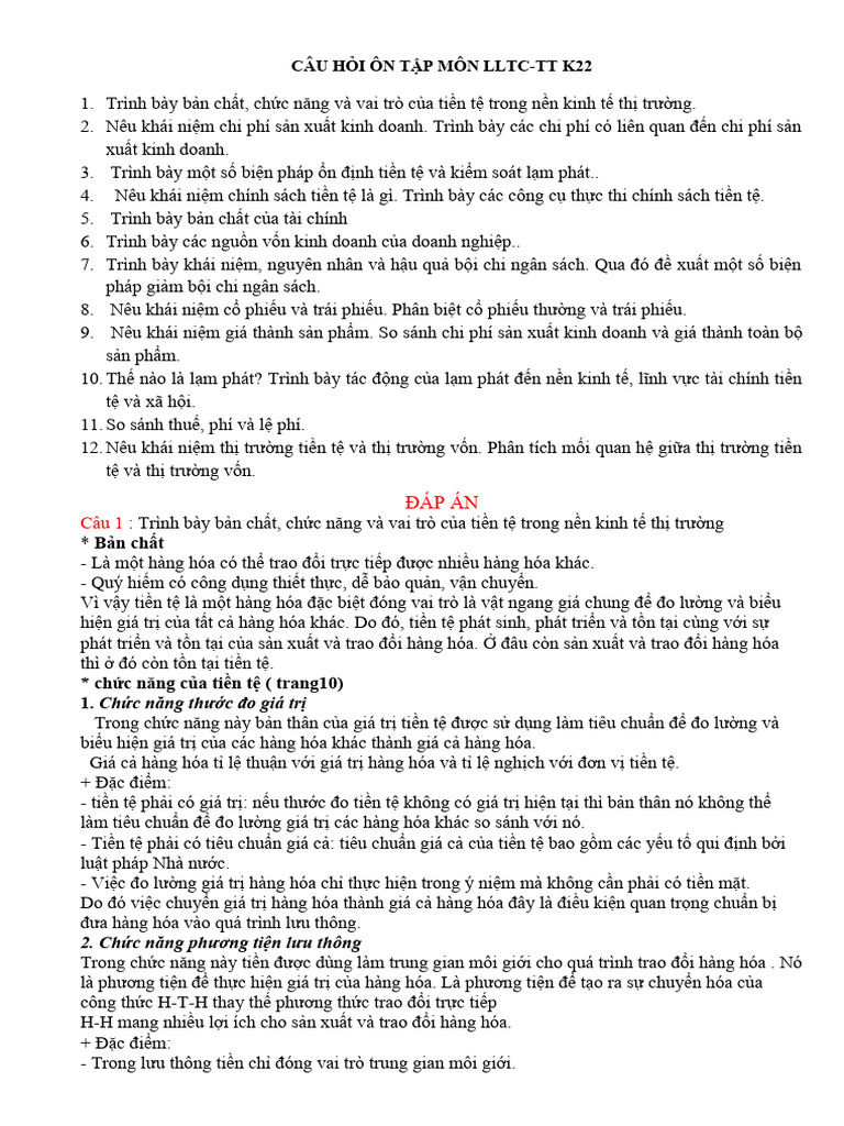 Nội Dung Ôn Tập Lttc-tt | PDF