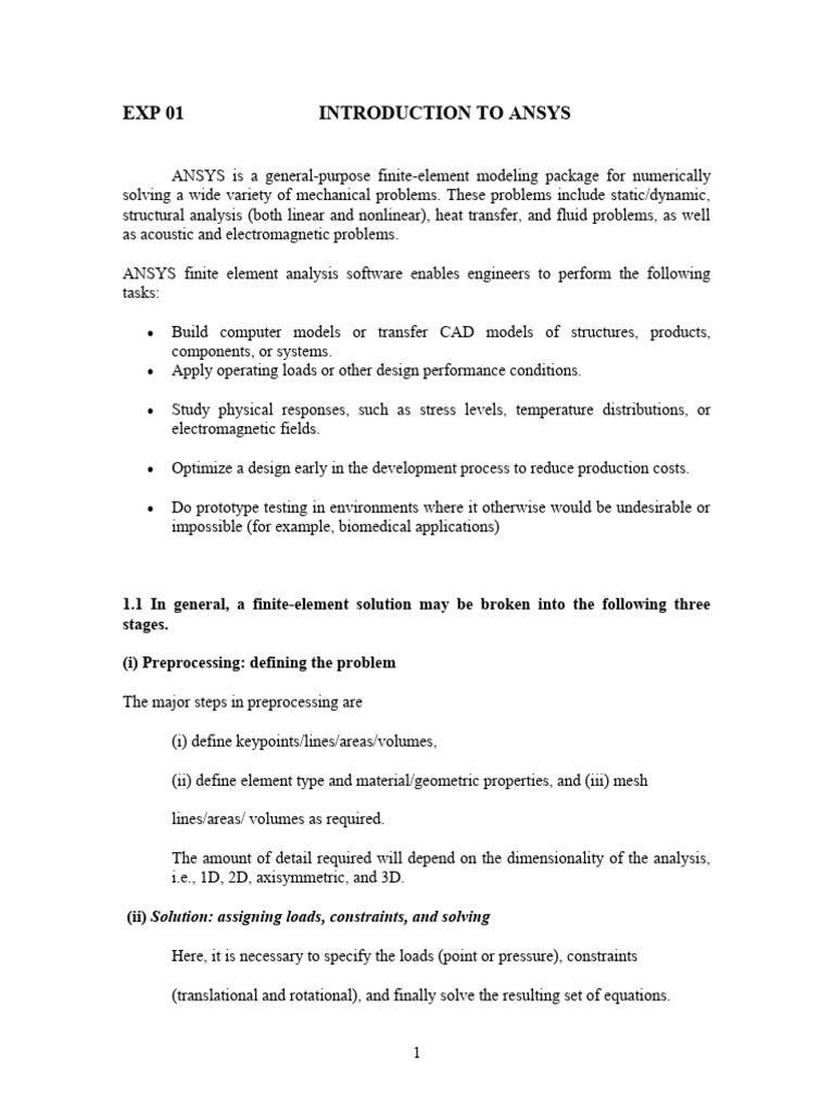 Ansys 1 | Download Free PDF | Finite Element Method | Window (Computing)