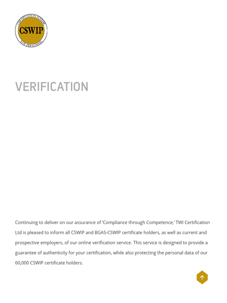 Verification - CSWIP | PDF
