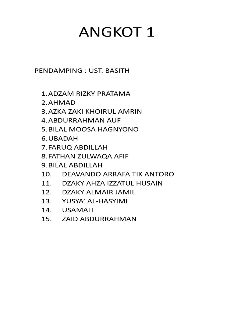 Daftar Angkot dan Pendamping Ustaz | PDF | Travel | Home & Garden
